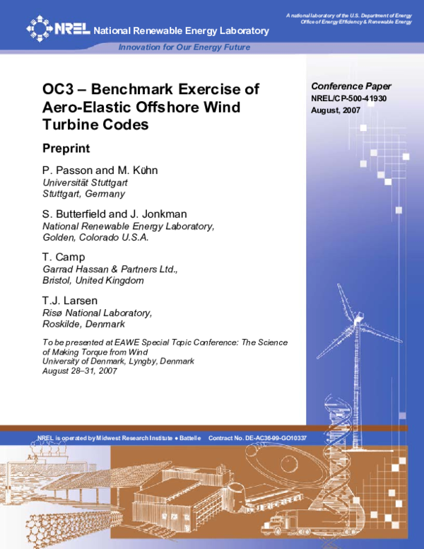 OC3 -Benchmark Exercise of Aero-Elastic Offshore Wind Turbine Codes ...