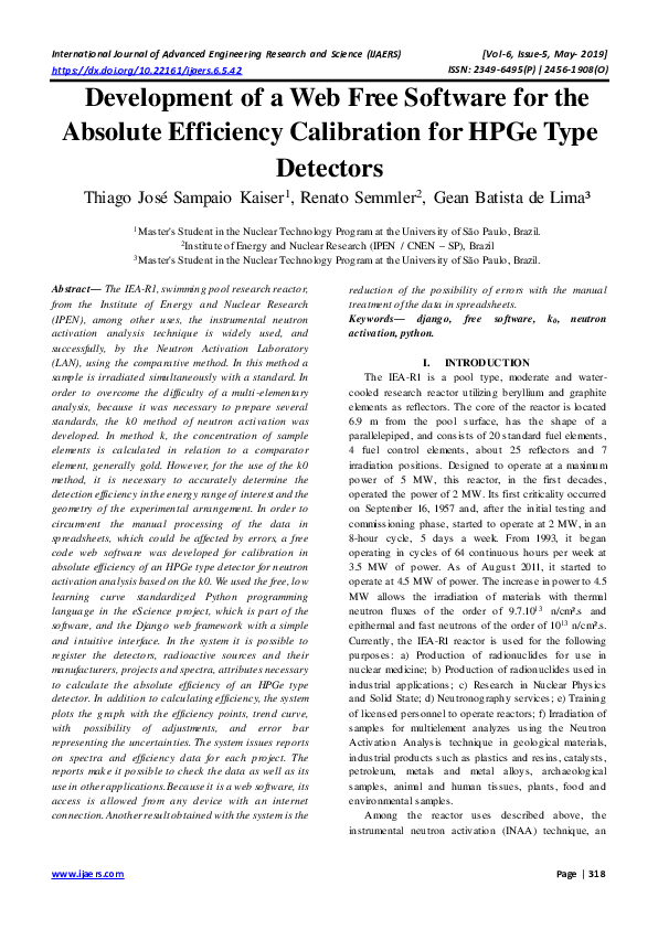(PDF) Development of a Web Free Software for the Absolute Efficiency Calibration for HPGe Type ...