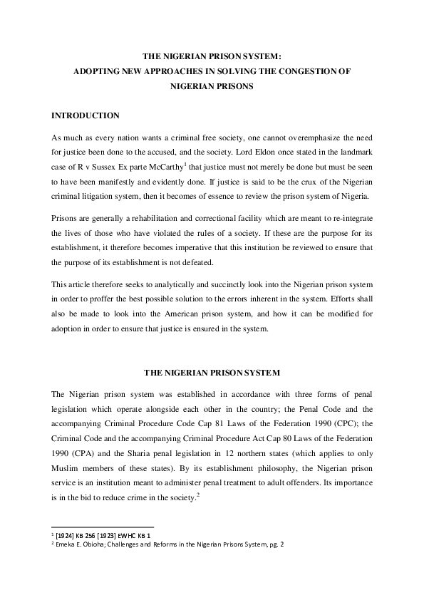 (DOC) THE NIGERIAN PRISON SYSTEM