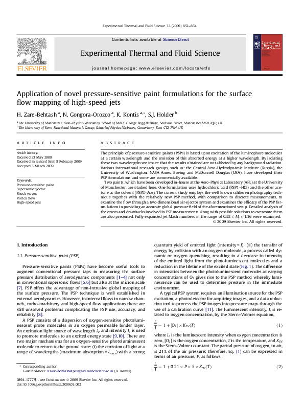 (PDF) Application of novel pressure-sensitive paint formulations for ...