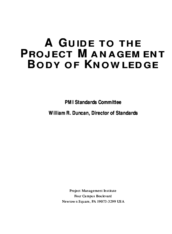 (PDF) A GUIDE TO THE PROJECT MANAGEMENT BODY OF KNOWLEDGE PMI Standards ...