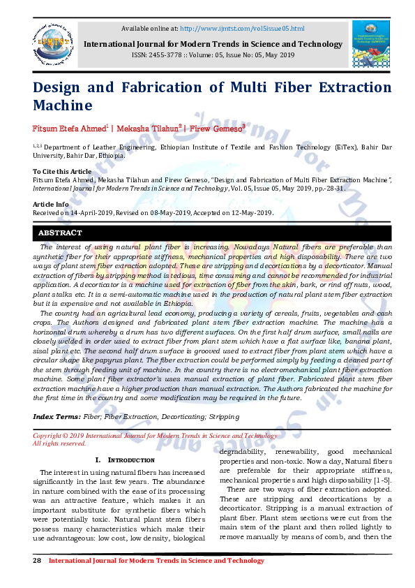 (PDF) Design and Fabrication of Multi Fiber Extraction Machine