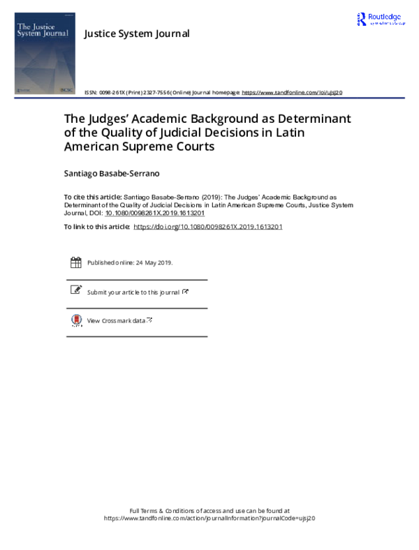 (PDF) Justice System Journal The Judges' Academic Background as ...