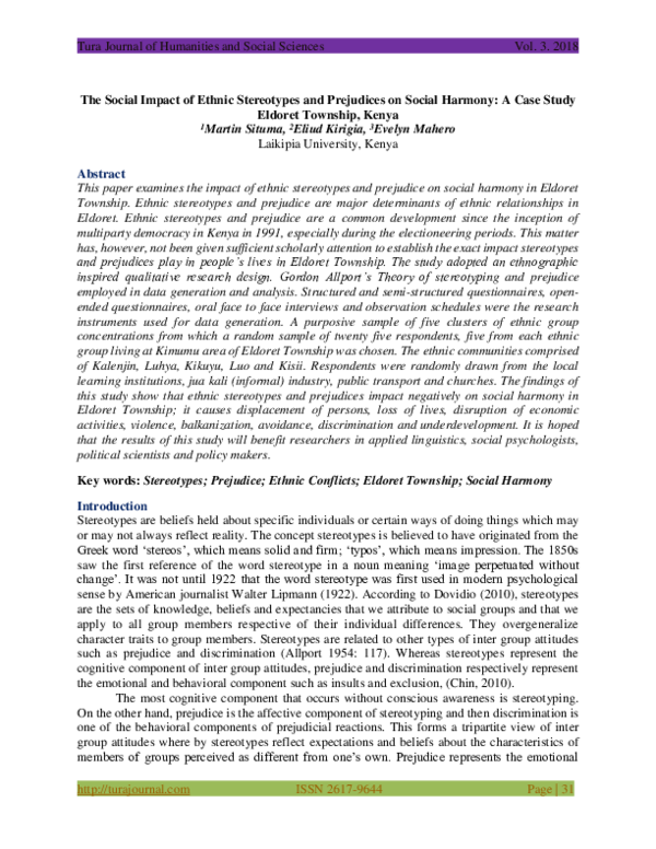 (PDF) The Social Impact of Ethnic Stereotypes and Prejudices on Social ...