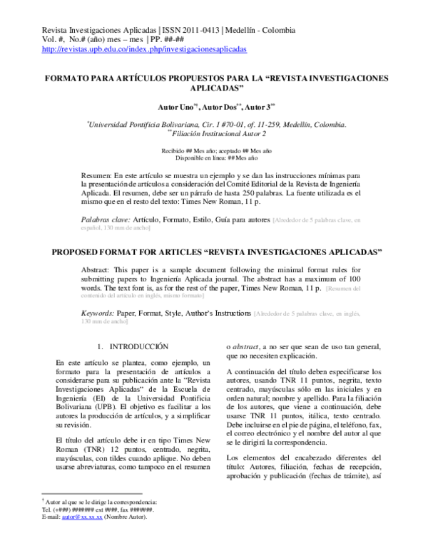 (DOC) FORMATO PARA ARTÍCULOS PROPUESTOS PARA LA "REVISTA ...