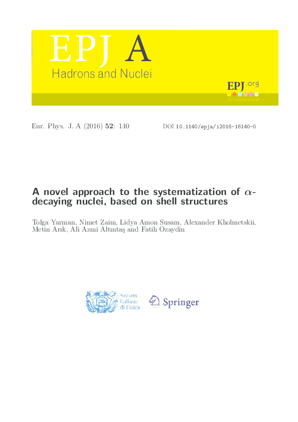 (PDF) A novel approach to the systematization of α- decaying nuclei, based on shell structures ...
