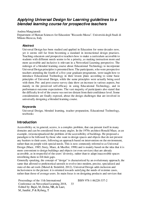 (PDF) Applying Universal Design for Learning guidelines to a blended learning course for ...