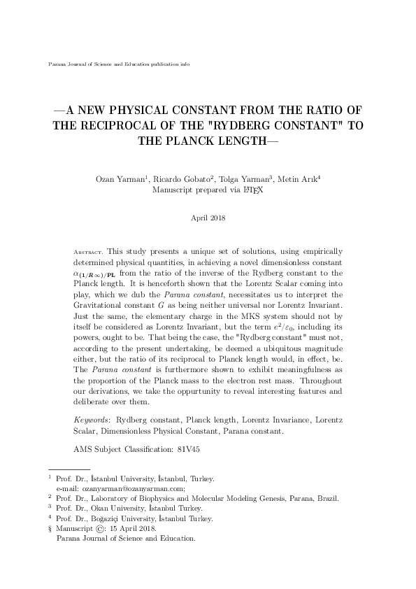 (PDF) A New Physical Constant from the Ratio of the Reciprocal of the ...