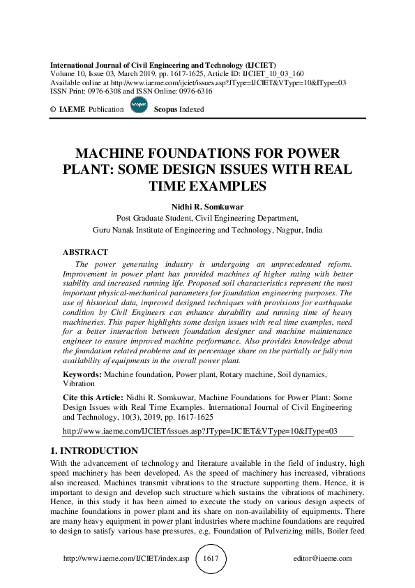 (PDF) MACHINE FOUNDATIONS FOR POWER PLANT: SOME DESIGN ISSUES WITH REAL ...
