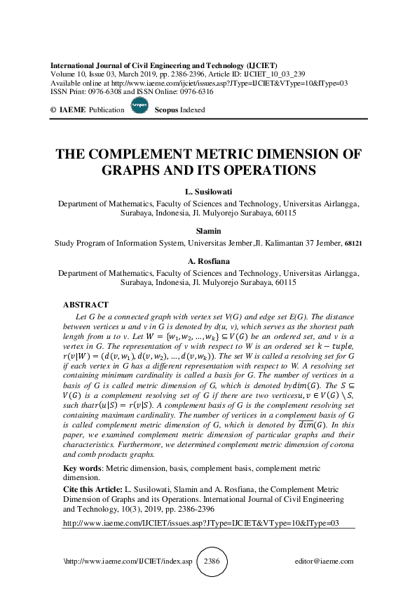 (PDF) THE COMPLEMENT METRIC DIMENSION OF GRAPHS AND ITS OPERATIONS