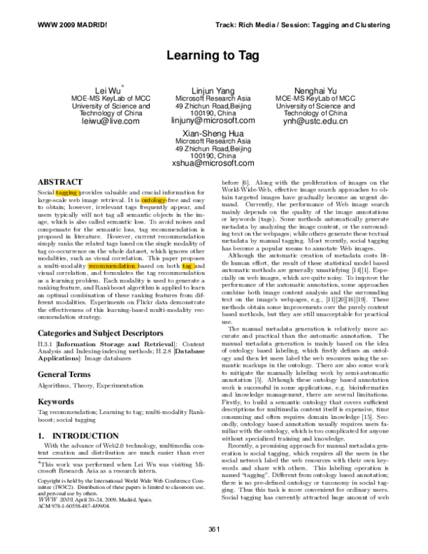 (PDF) Learning to Tag