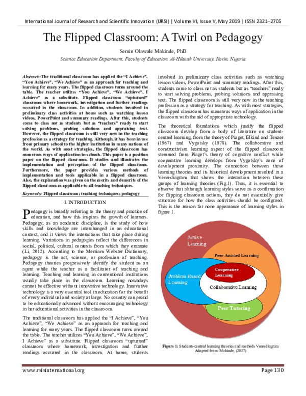 (PDF) The Flipped Classroom: A Twirl on Pedagogy