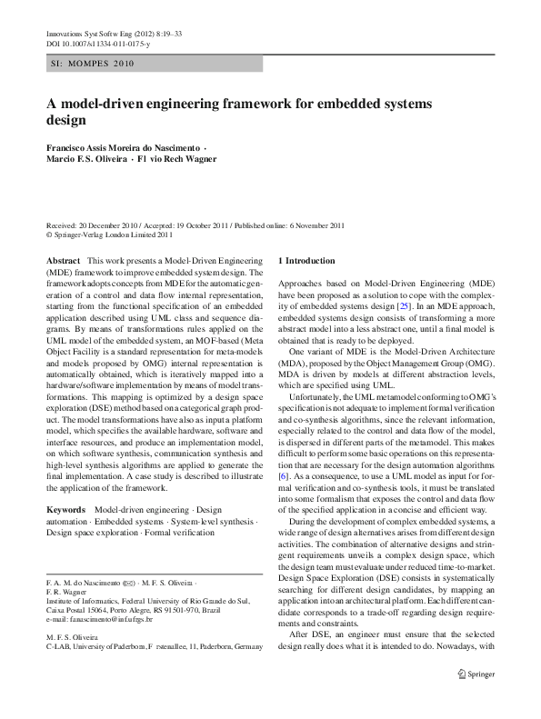 (PDF) A model-driven engineering framework for embedded systems design
