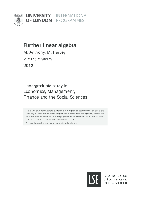 (PDF) Further linear algebra