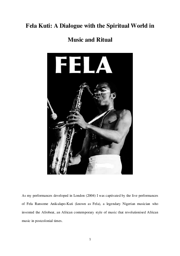 (DOC) Fela Kuti: A Dialogue with the Spiritual World in Music and Ritual
