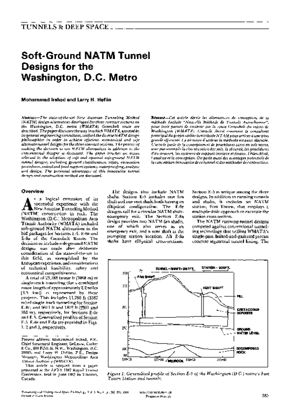 (PDF) Soft-Ground NATM Tunnel Designs for the