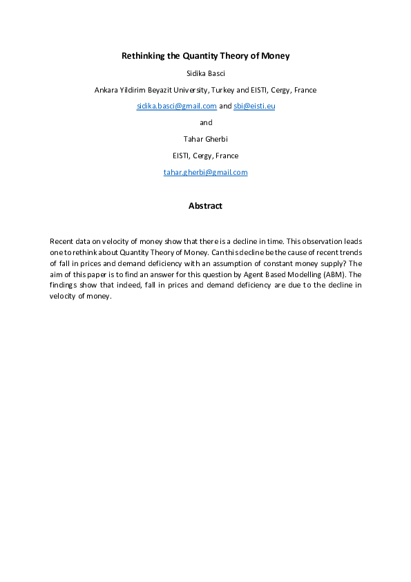 (DOC) Rethinking the Quantity Theory of Money