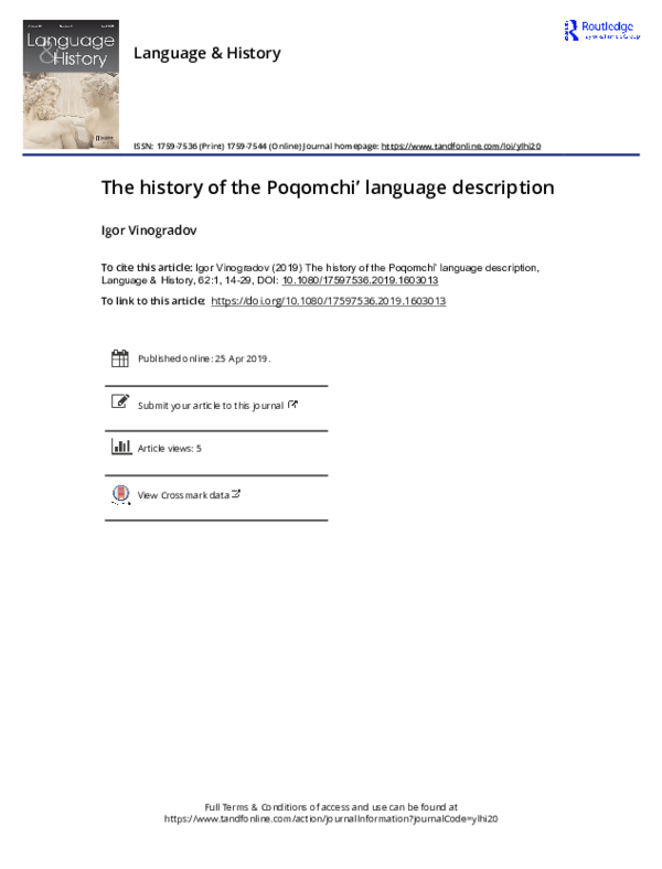 (PDF) The history of the Poqomchi' language description