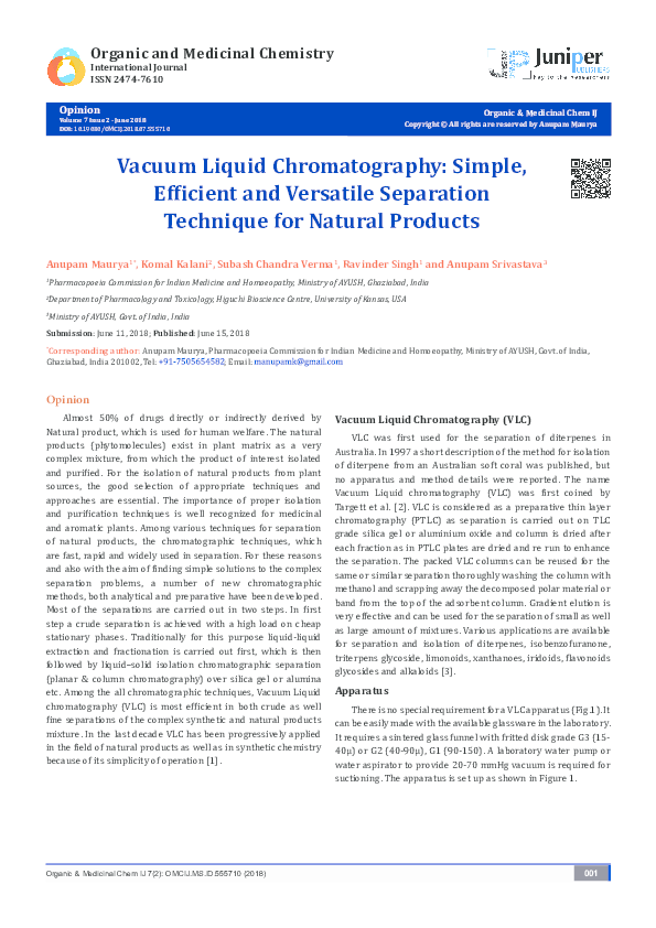 (PDF) Organic & Medicinal Chem IJ Vacuum Liquid Chromatography: Simple ...