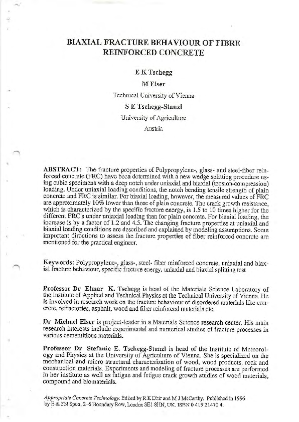 (PDF) BIAXIAL FRACTURE BEHA VIOUR OF FIBRE REINFORCED CONCRETE