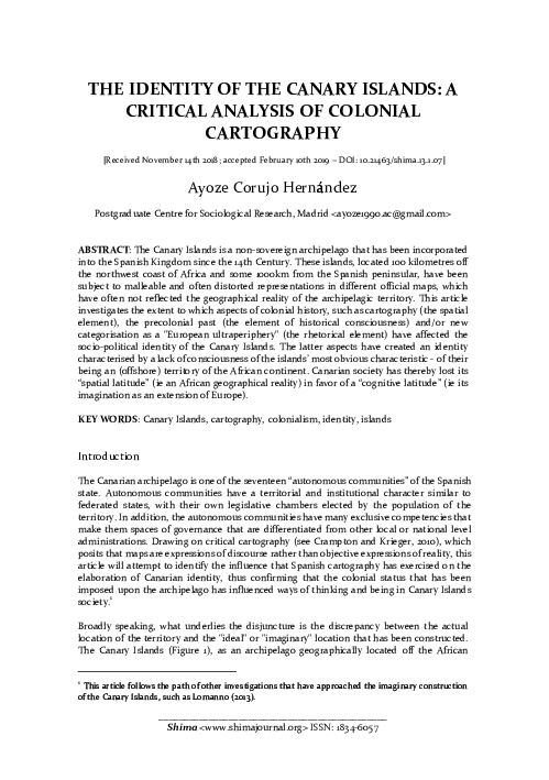 (PDF) THE IDENTITY OF THE CANARY ISLANDS: A CRITICAL ANALYSIS OF ...