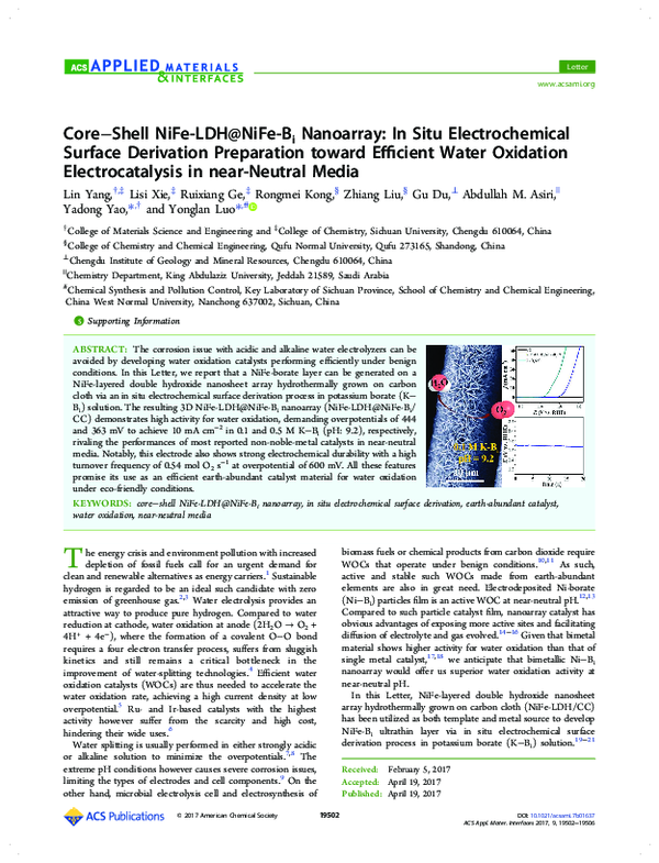 (PDF) Core−Shell NiFe-LDH@NiFe-B i Nanoarray: In Situ Electrochemical Surface Derivation ...