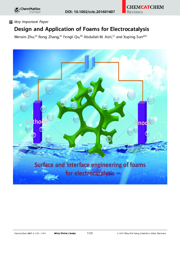(PDF) Design and Application of Foams for Electrocatalysis