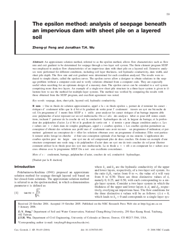(PDF) The epsilon method: analysis of seepage beneath an impervious dam ...