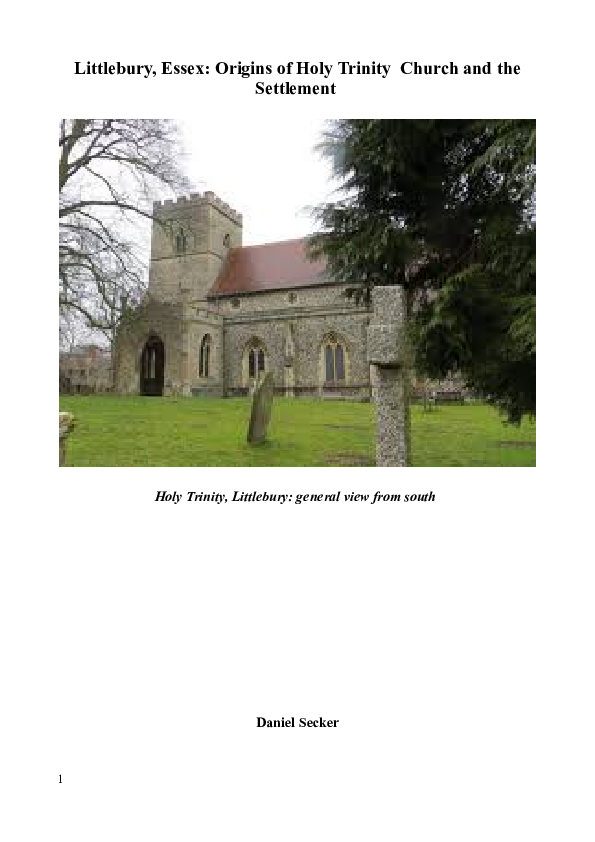 (PDF) Littlebury, Essex: Origins of Holy Trinity Church and the Settlement