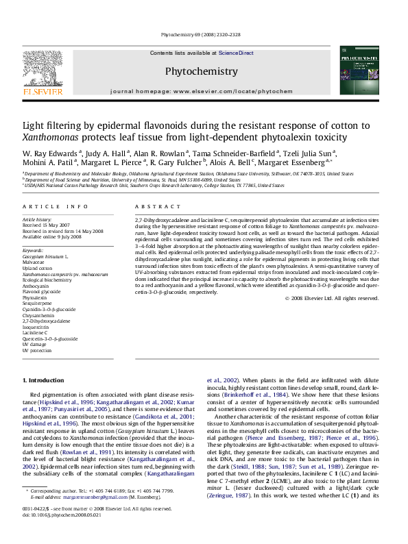 (PDF) Light filtering by epidermal flavonoids during the resistant ...