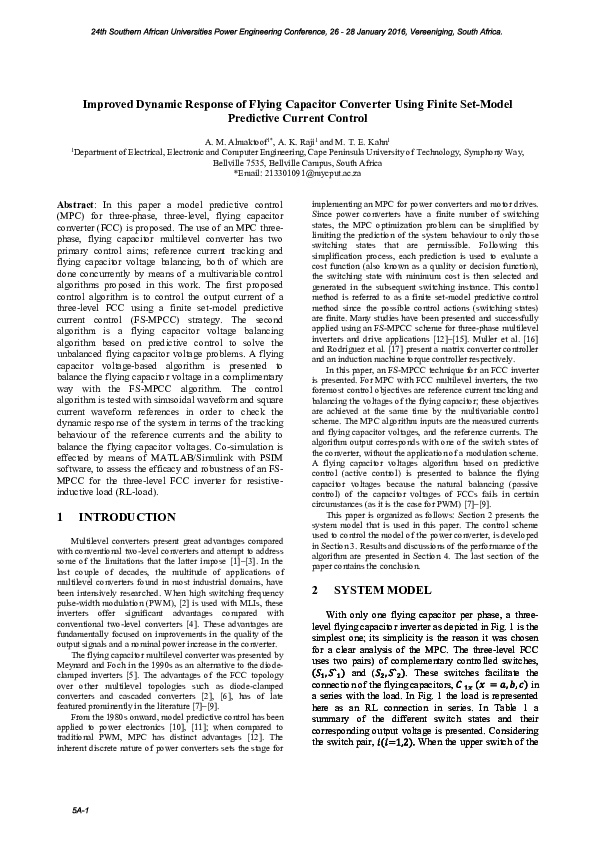 (PDF) Improved Dynamic Response of Flying Capacitor Converter Using Finite Set-Model Predictive ...