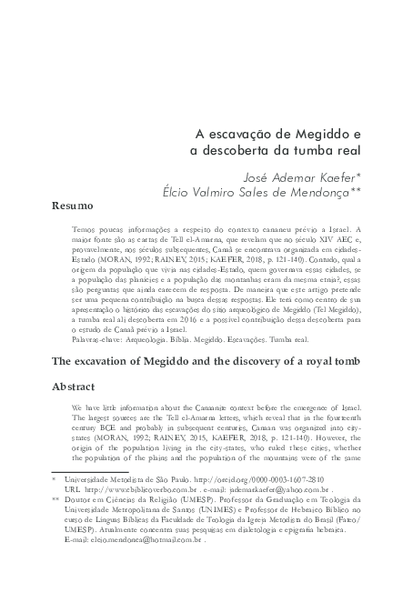(PDF) A escavação de Megiddo e a descoberta da tumba real The ...