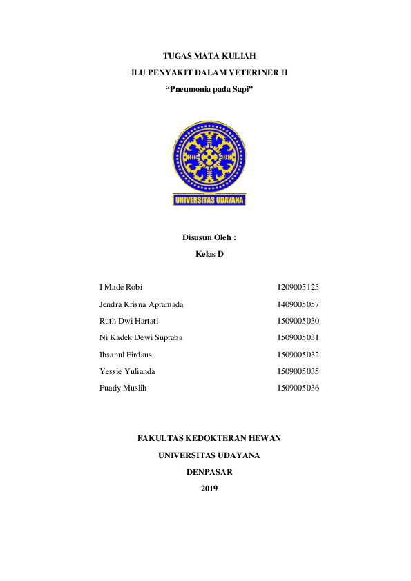 (PDF) Ilmu Penyakit Dalam Veteriner "Pneumonia pada Sapi"