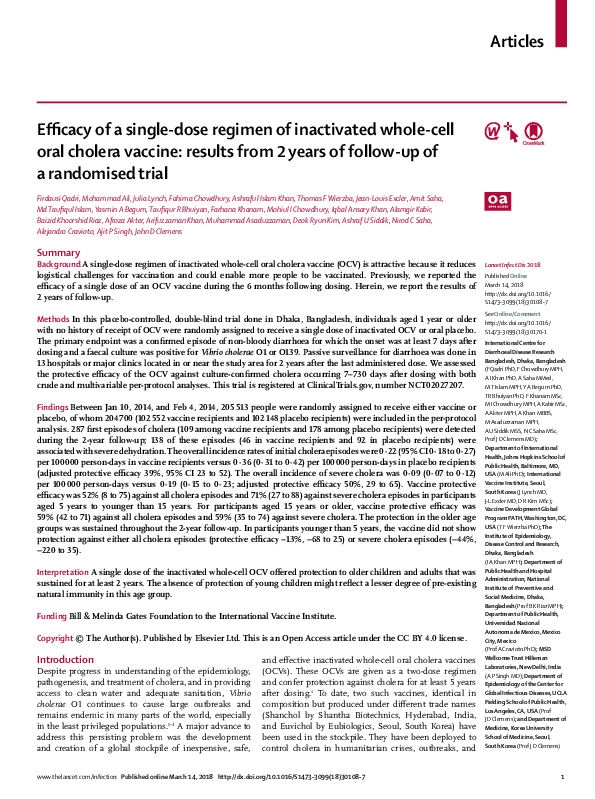 (PDF) Articles Efficacy of a single-dose regimen of inactivated whole ...