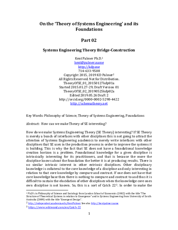 (PDF) ToSE02: On the 'Theory of Systems Engineering' and its ...