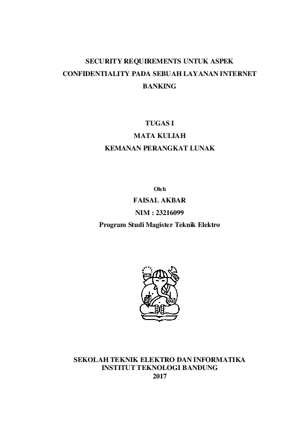 (PDF) SECURITY REQUIREMENTS UNTUK ASPEK CONFIDENTIALITY PADA SEBUAH LAYANAN INTERNET BANKING