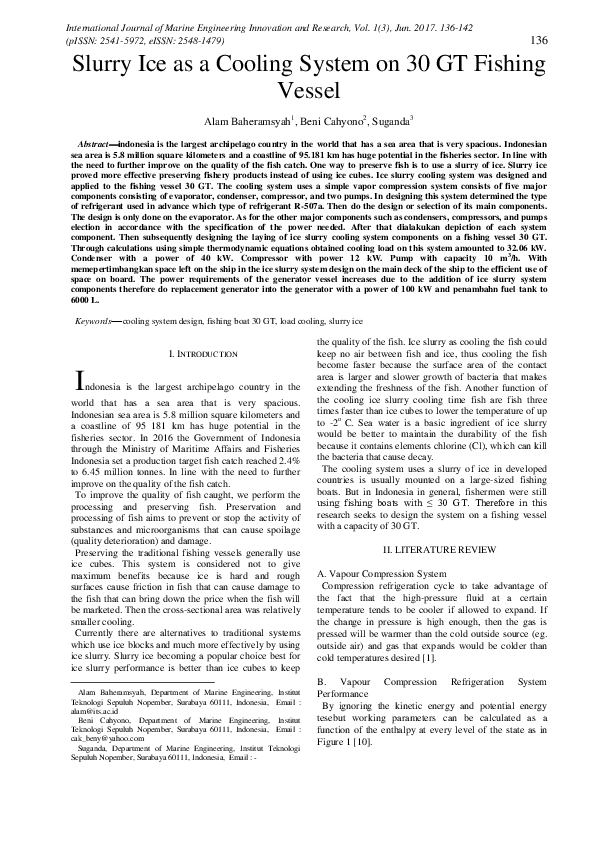(PDF) Slurry Ice as a Cooling System on 30 GT Fishing Vessel