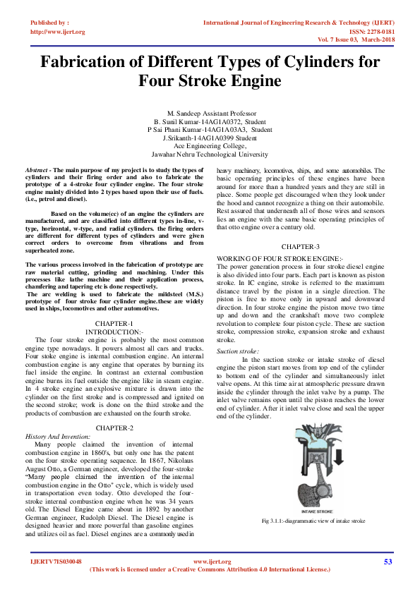 Pdf Ijert Fabrication Of Different Types Of Cylinders For Four Stroke