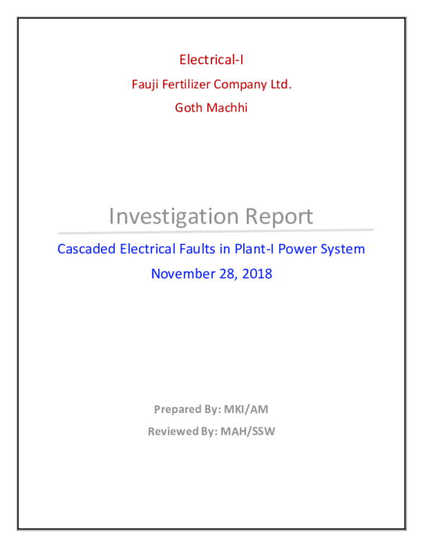 (DOC) Electrical-I Investigation Report Cascaded Electrical Faults in ...