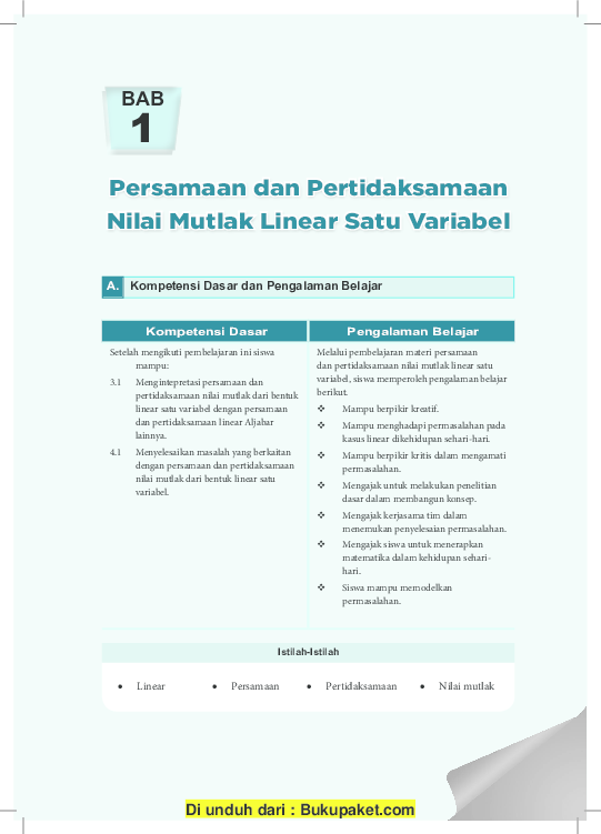 (PDF) Persamaan dan Pertidaksamaan Nilai Mutlak Linear Satu Variabel