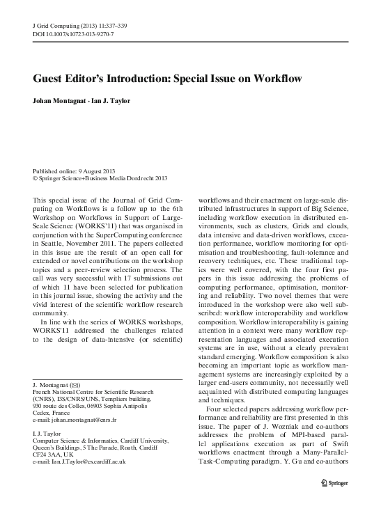 (PDF) Guest Editor's Introduction: Special Issue on Workflow