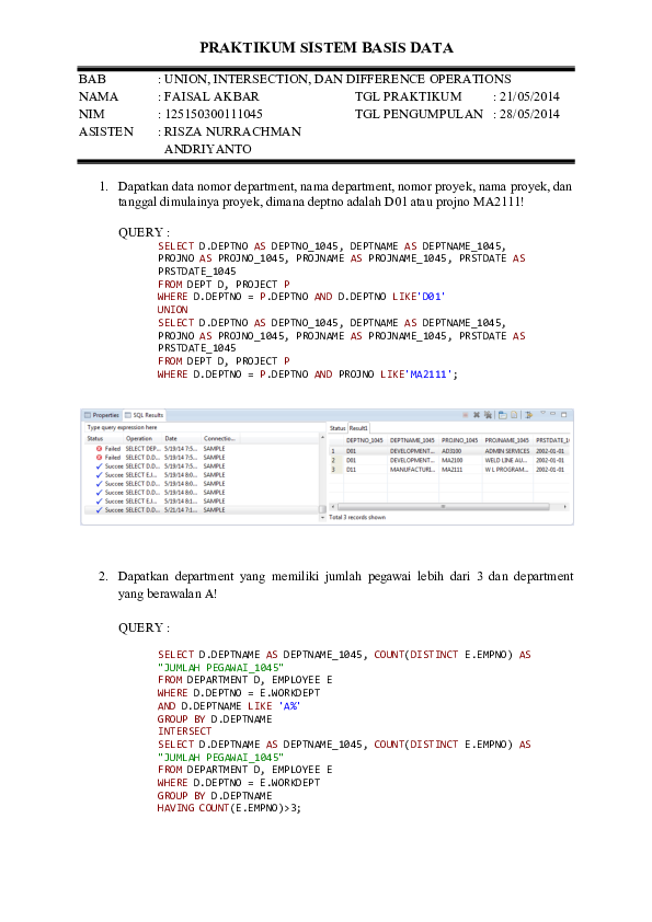 (PDF) UNION, INTERSECTION, DAN DIFFERENCE OPERATIONS