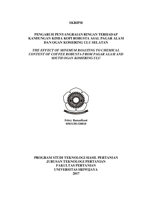 (PDF) THE EFFECT OF MINIMUM ROASTING TO CHEMICAL CONTENT OF COFFEE ...