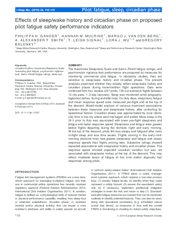 (PDF) Gander et al 2015 Journal of Sleep Research