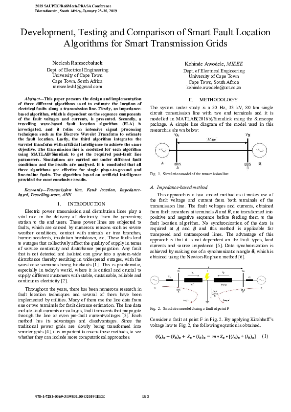 Development Testing And Comparison Of Smart Fault Location Algorithms For Smart Transmission Grids
