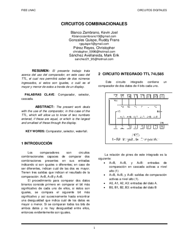 (DOC) CIRCUITOS COMBINACIONALES