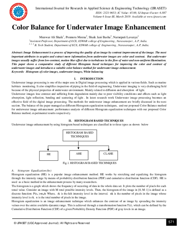 (PDF) Color Balance for Underwater Image Enhancement