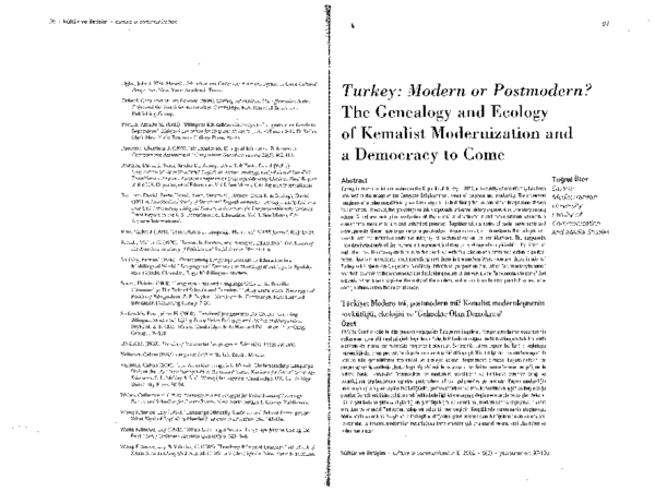 (PDF) Tuğrul İlter - Turkey: Modern or Postmodern? The Genealogy and ...