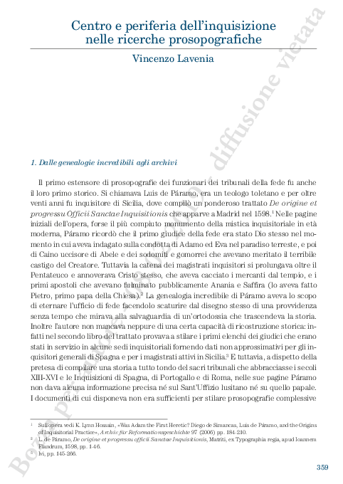 (PDF) Centro e periferia dell'inquisizione nelle ricerche ...