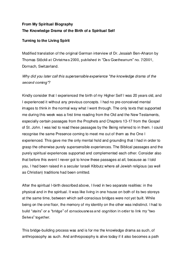 (DOC) From My Spiritual Biography The Knowledge Drama of the Birth of a ...